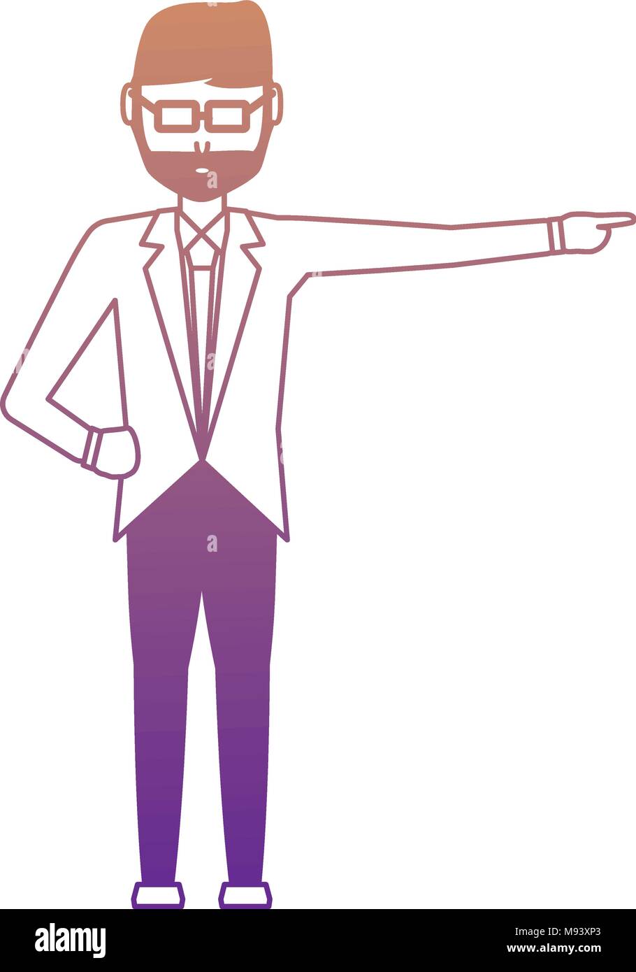 avatar businessman standing and pointing over white background ...
