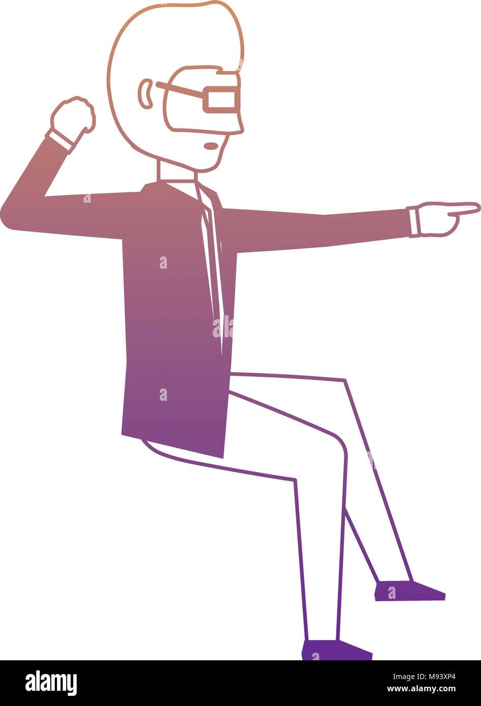 avatar businessman sitting and pointing over white background, colorful ...