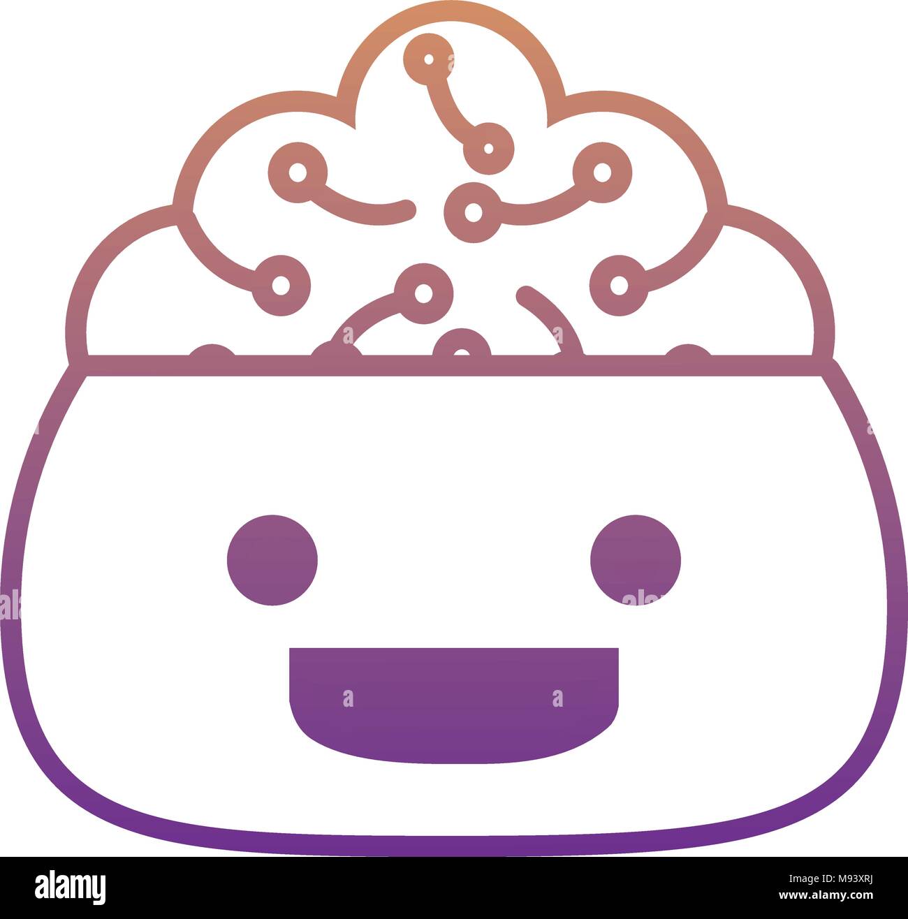 Cartoon robot showing the brain over white background, colorful design ...