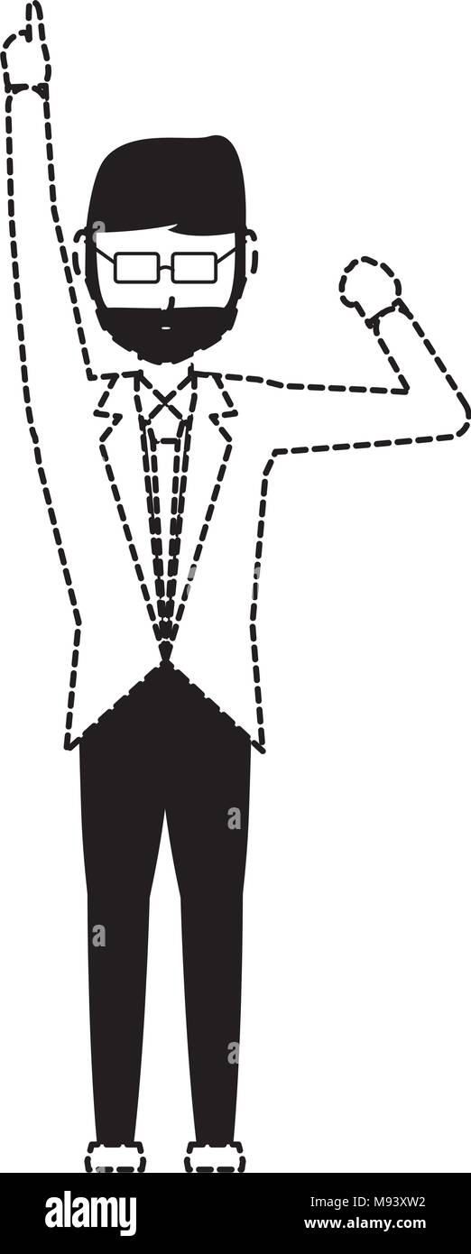 avatar businessman with arms up icon over white background, vector ...