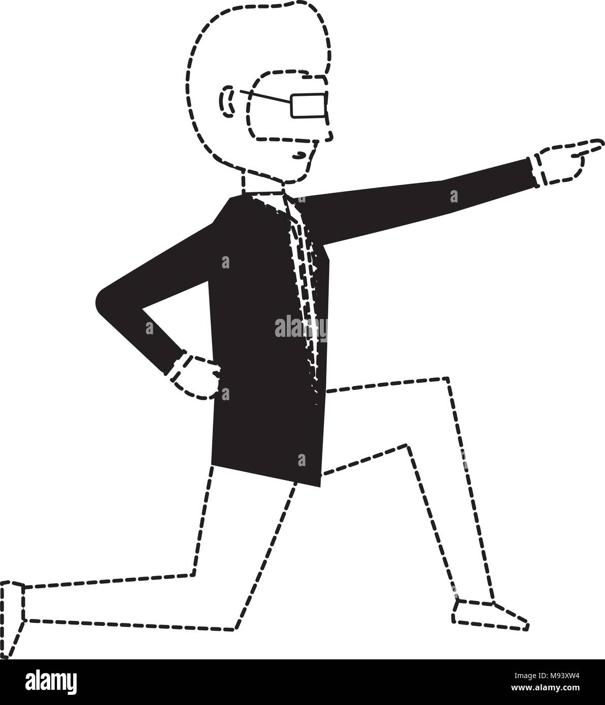 avatar businessman kneeling and pointing over white background, vector ...