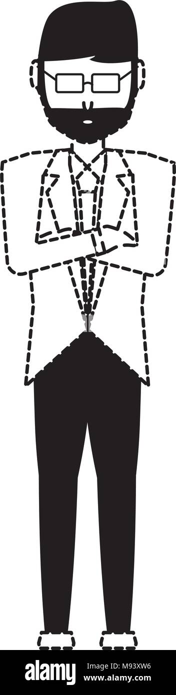 avatar businessman standing with crossed arms icon over white ...