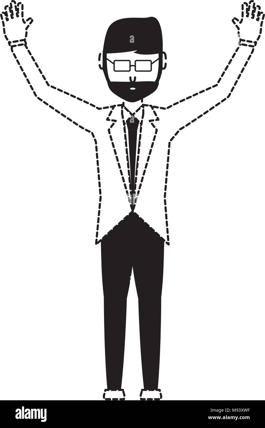 avatar businessman with arms up icon over white background, vector ...