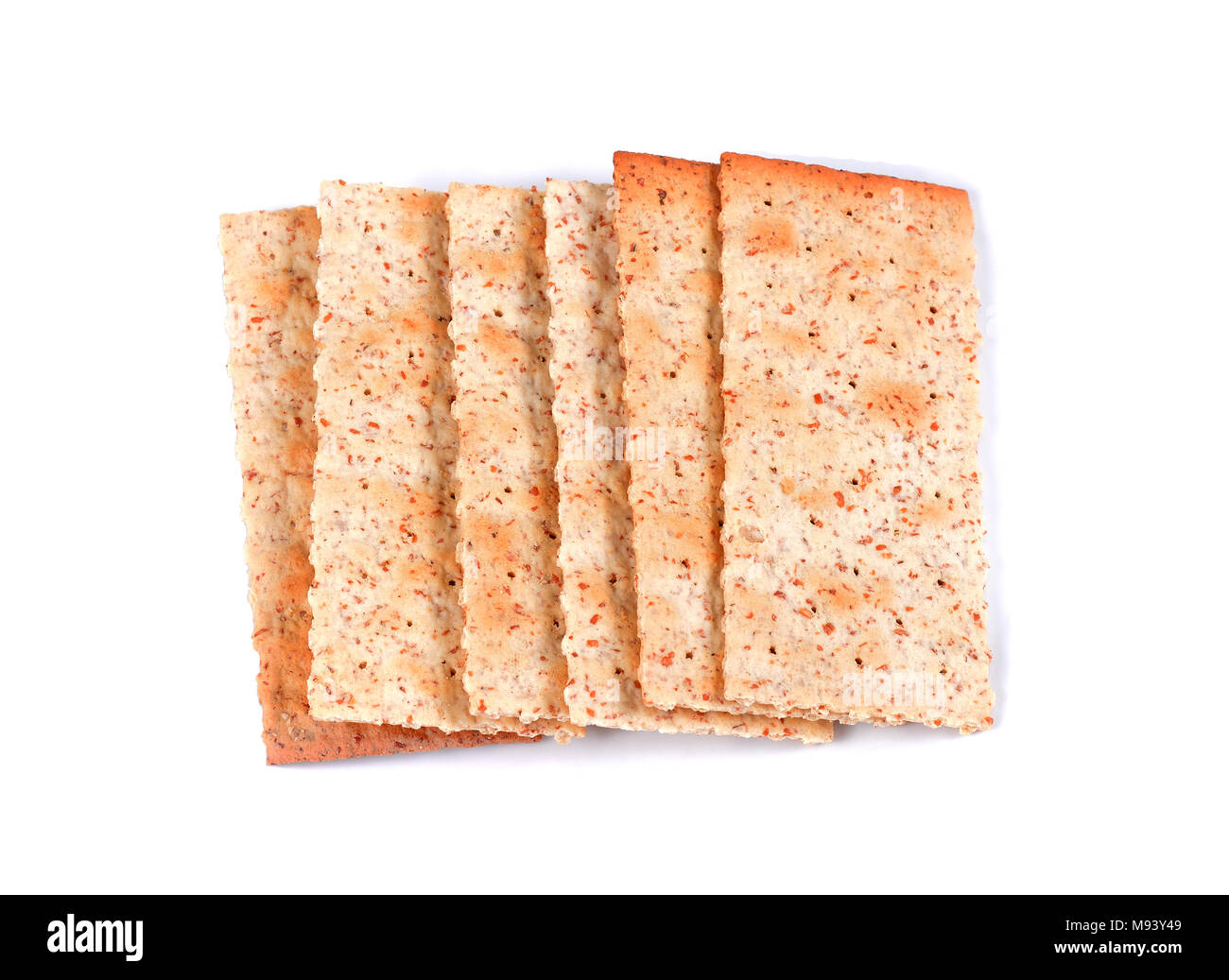 stack of square crackers isolated on white background. Dry cracker ...