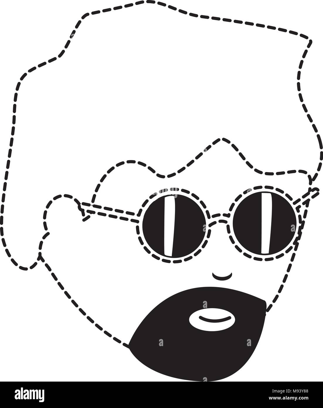 avatar man with beard and wearing round glasses over white background ...