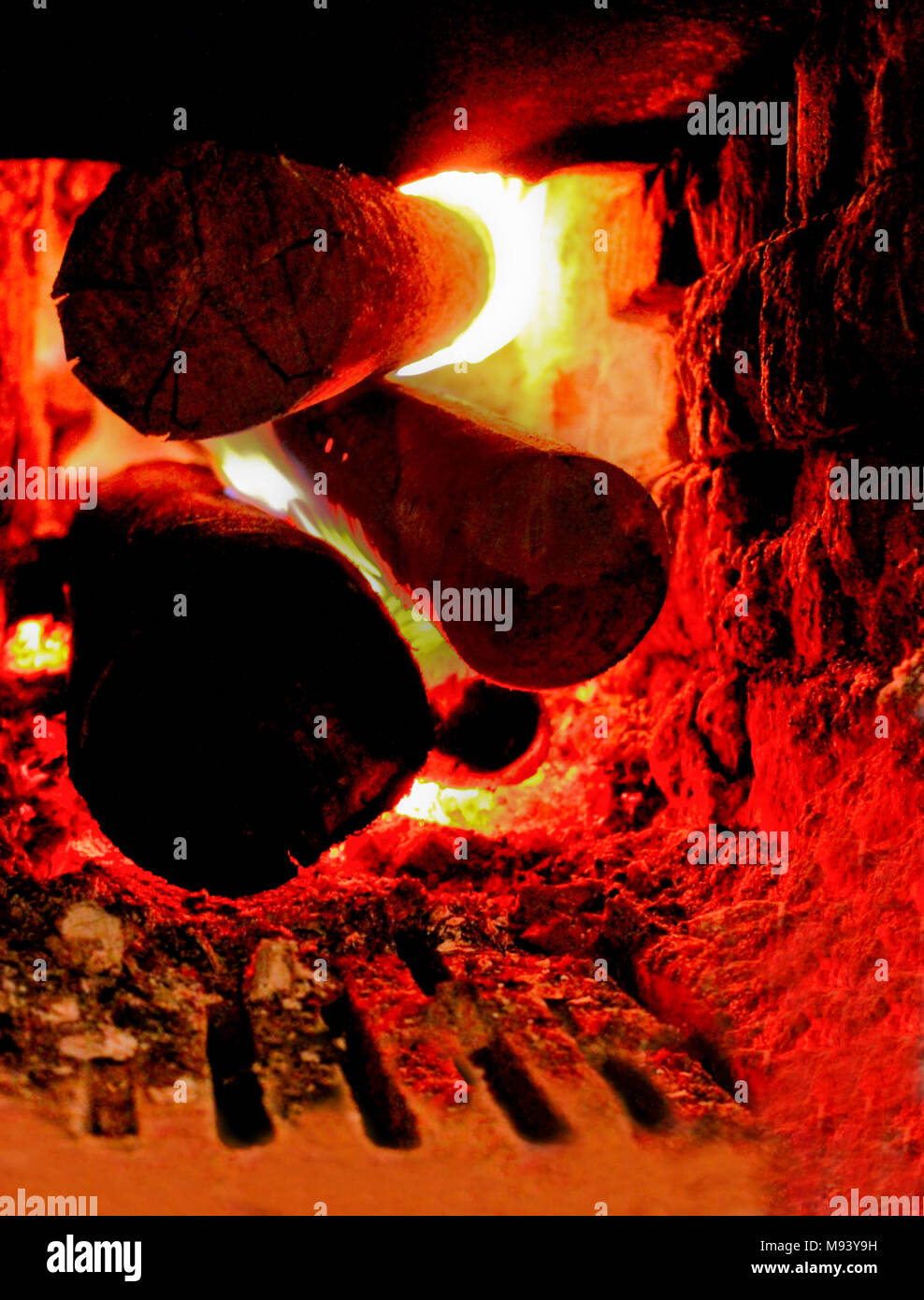 A view of the flame in the Russian furnace Stock Photo - Alamy