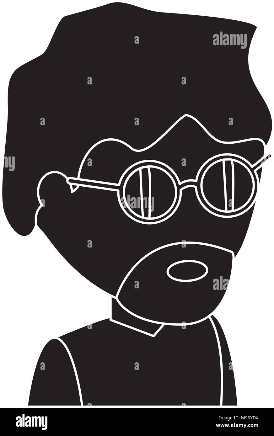 avatar man with beard and wearing round glasses over white background ...