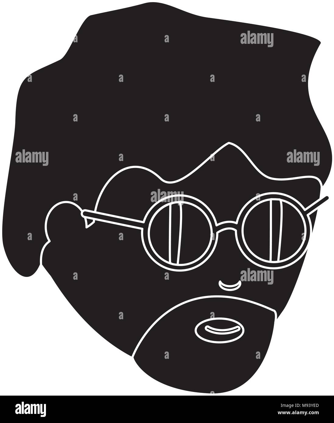 avatar man with beard and wearing round glasses over white background ...