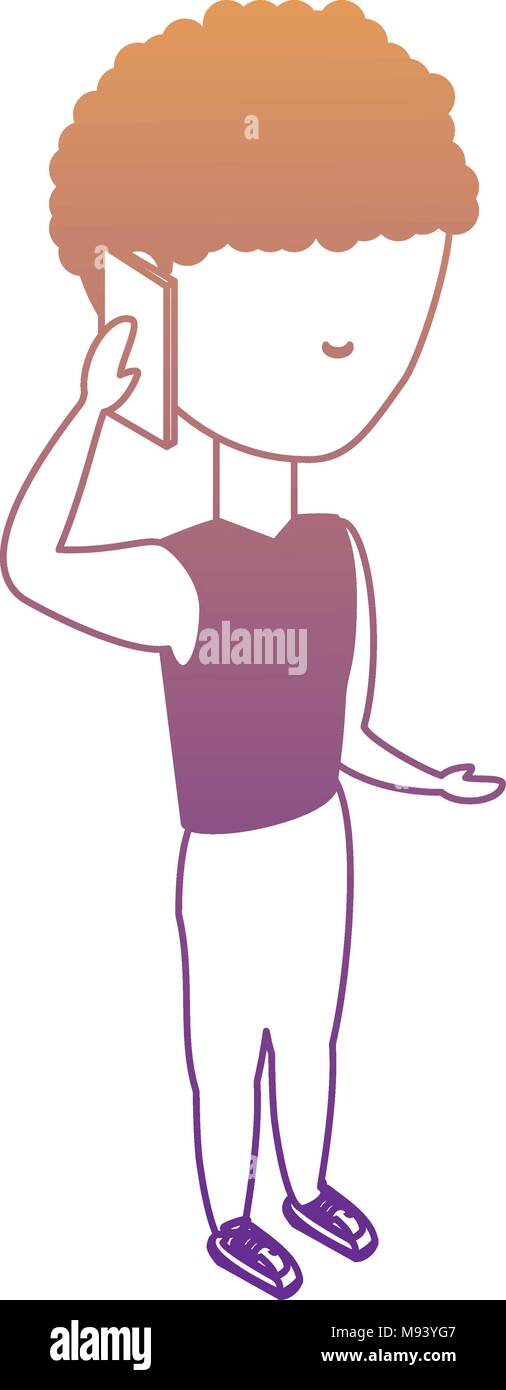 avatar man standing and talking on cellphone over white background ...