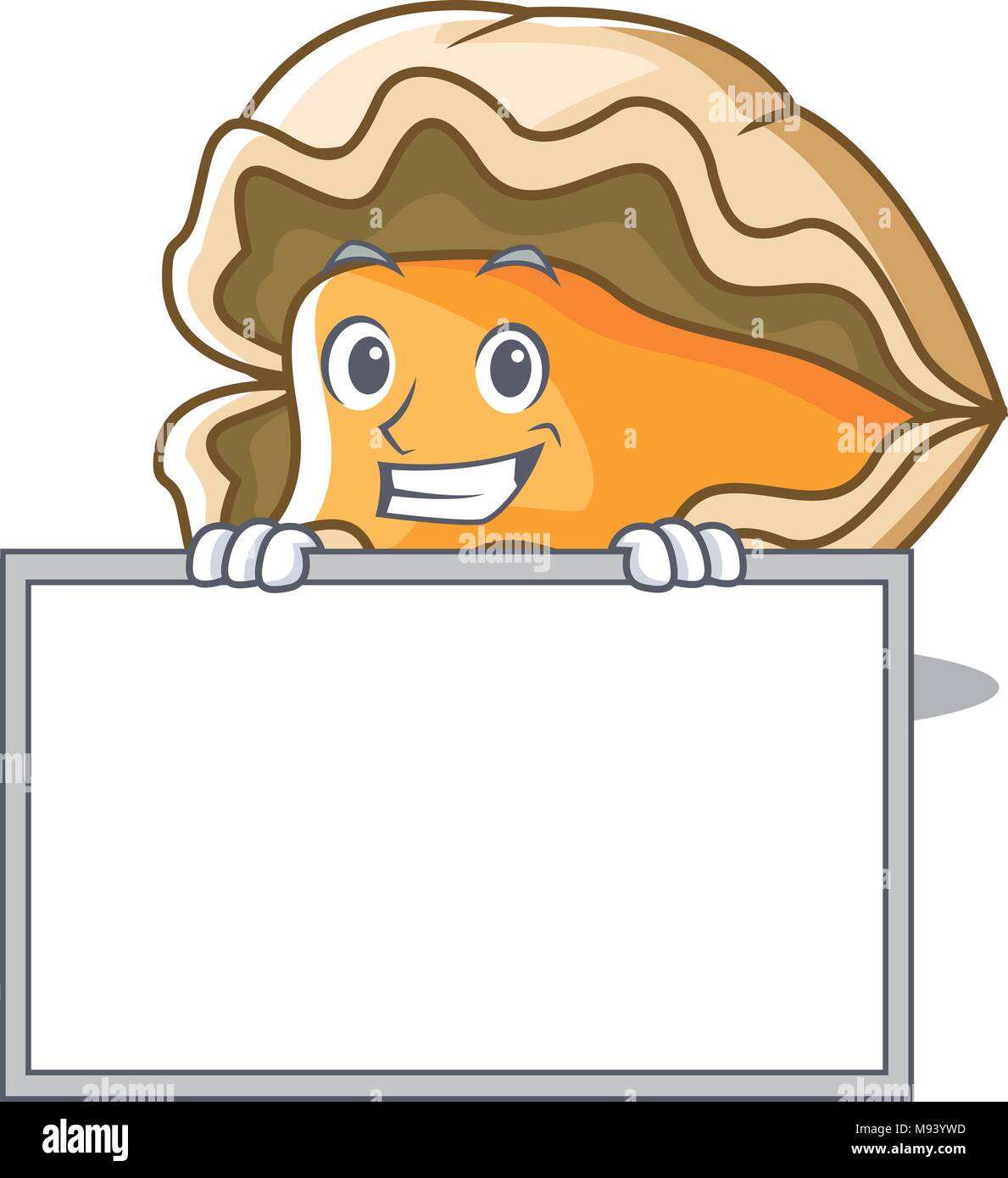 Grinning with board oyster character cartoon style Stock Vector Image ...