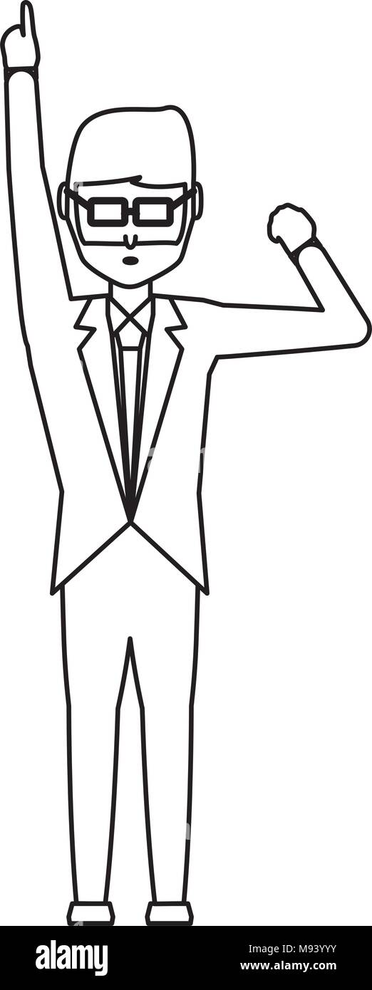 avatar businessman with arms up icon over white background, vector ...