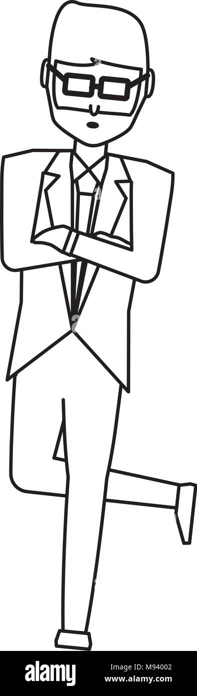avatar businessman standing with one leg crossed icon over white ...