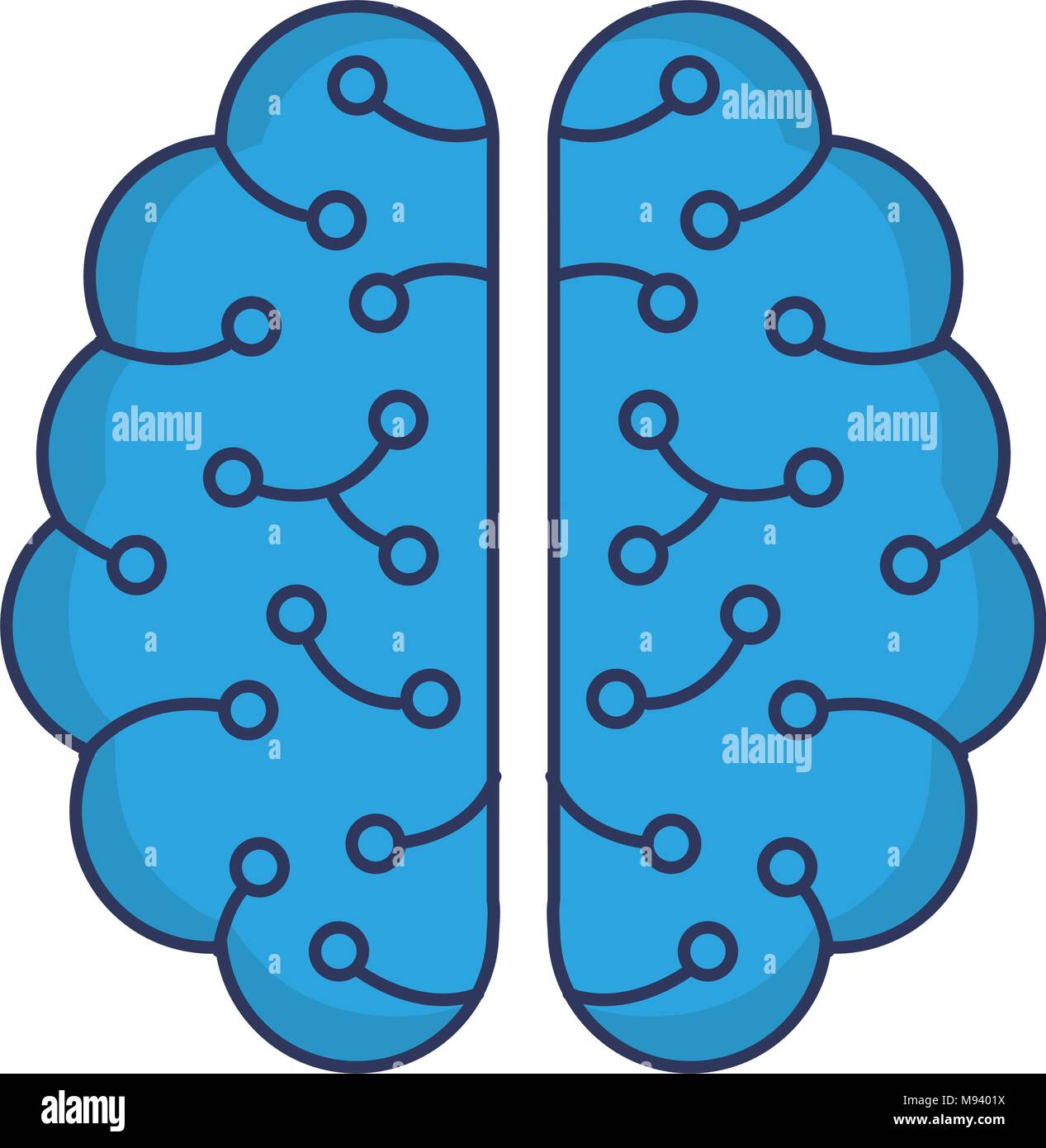 brain icon over white background, blue shading design. vector ...