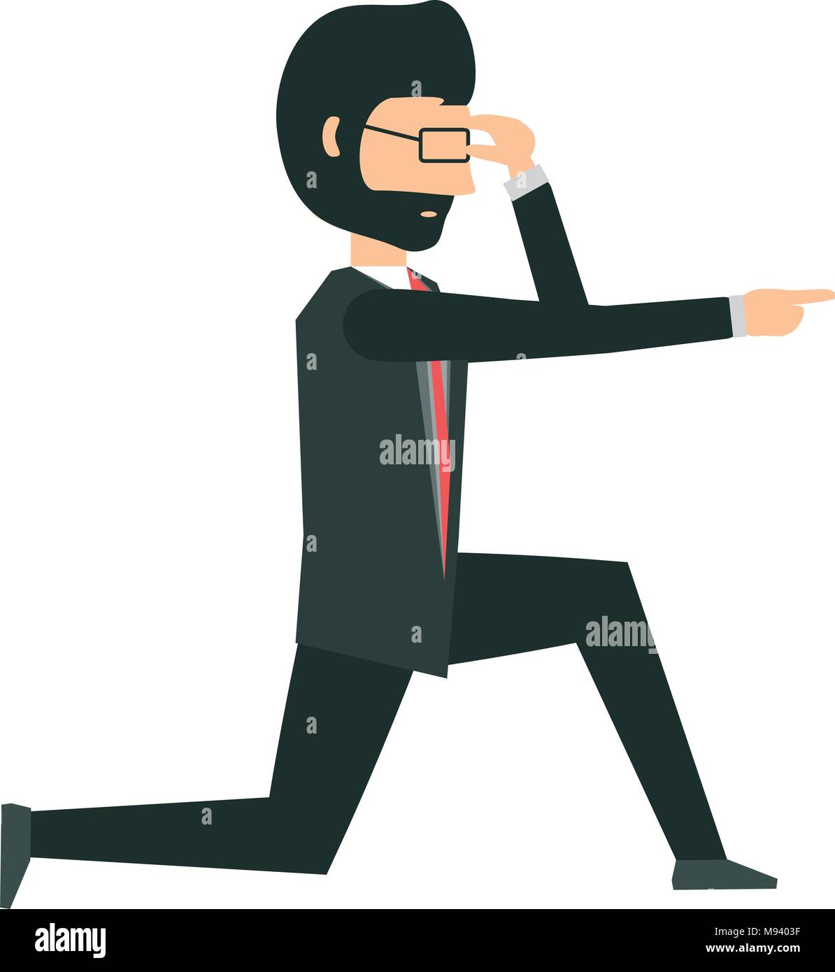avatar businessman kneeling and pointing over white background ...