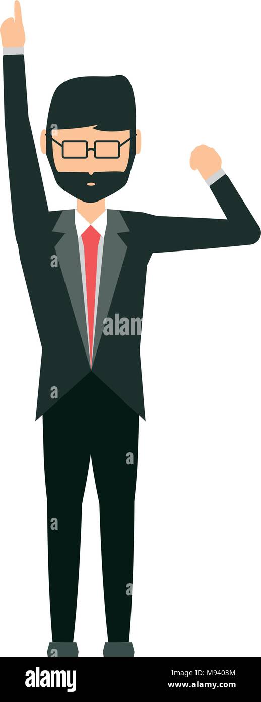 avatar businessman with arms up icon over white background, colorful ...