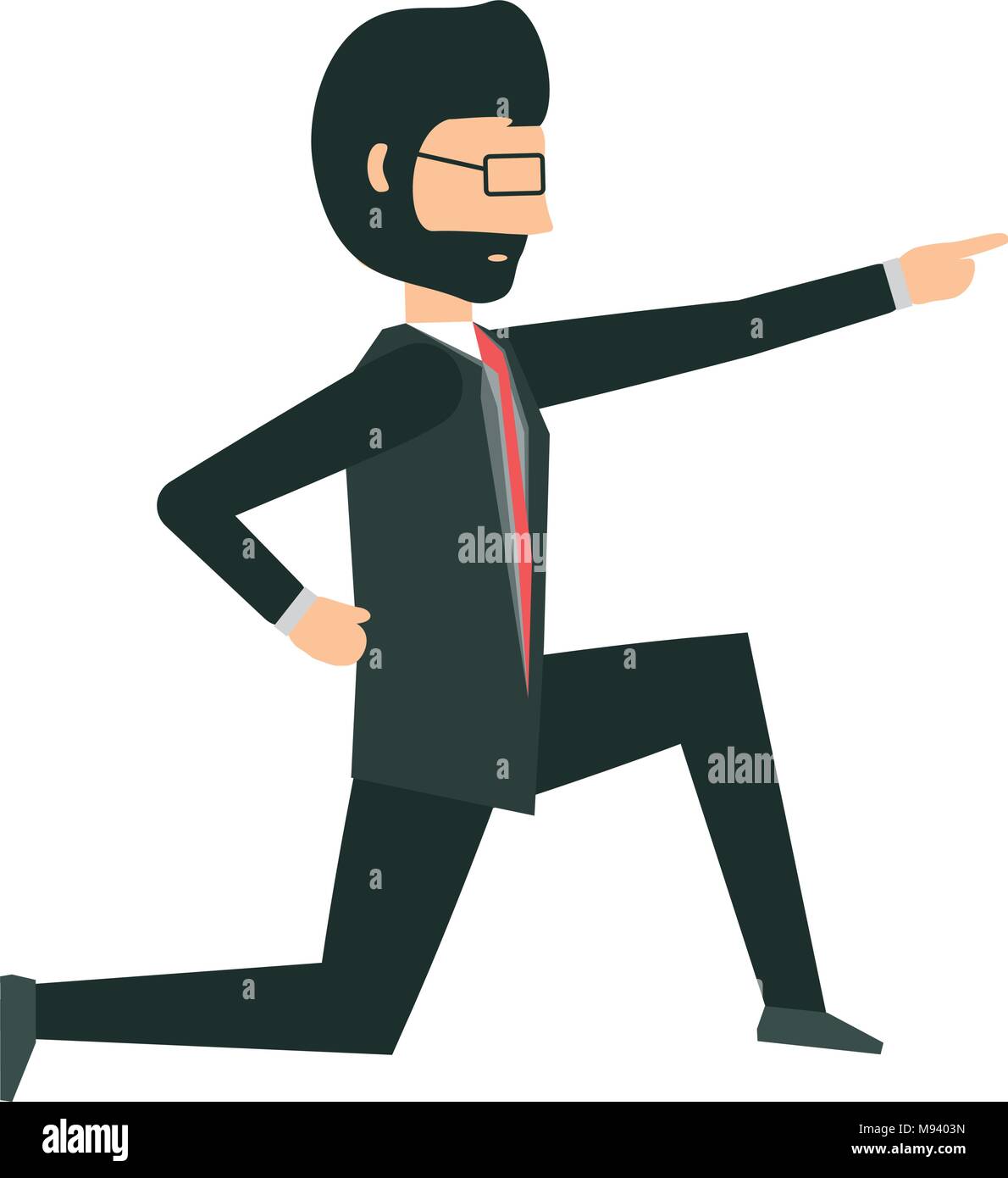 avatar businessman kneeling and pointing over white background ...