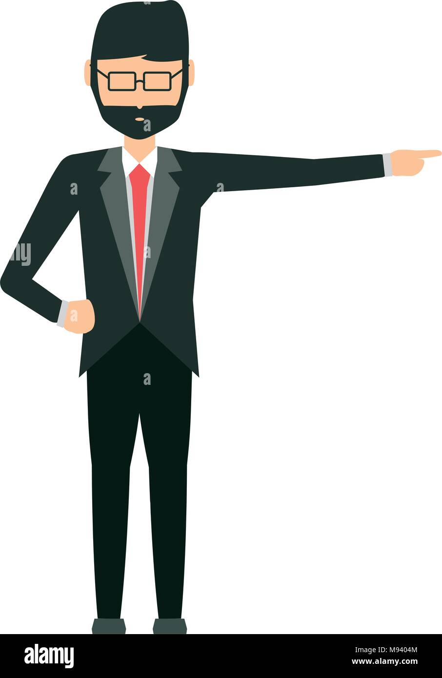 avatar businessman standing and pointing over white background ...