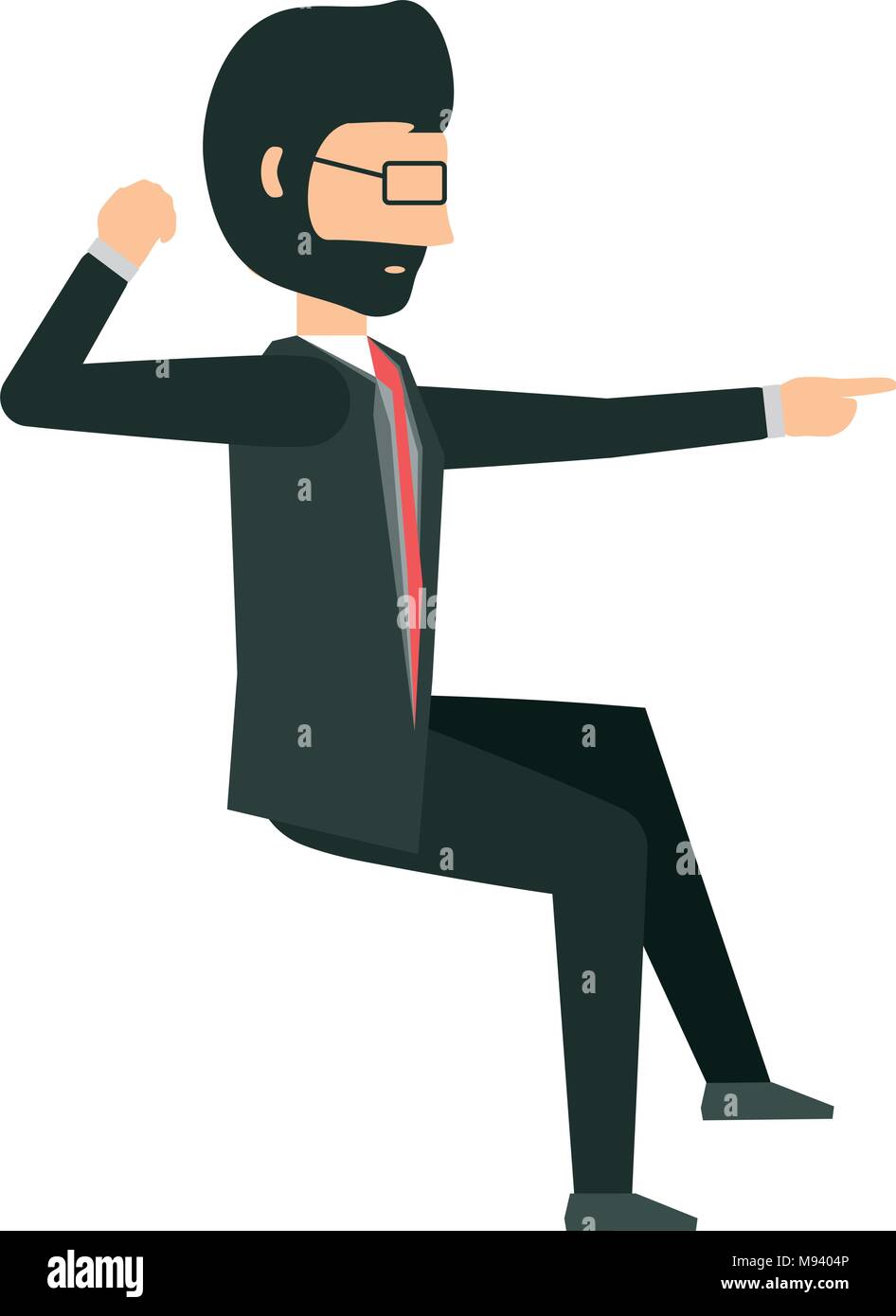 avatar businessman sitting and pointing over white background, colorful ...