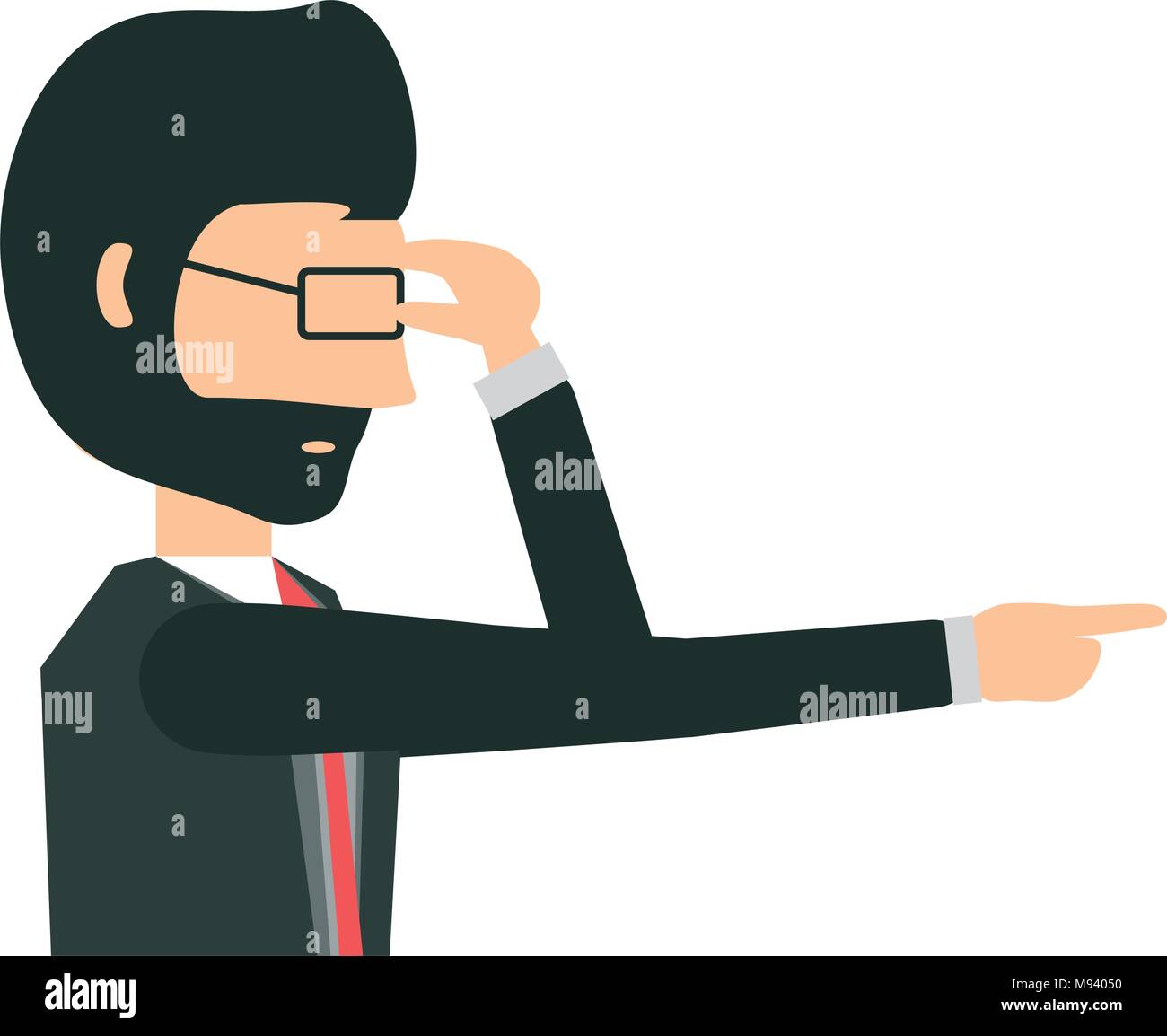 avatar businessman pointing over white background, colorful design ...