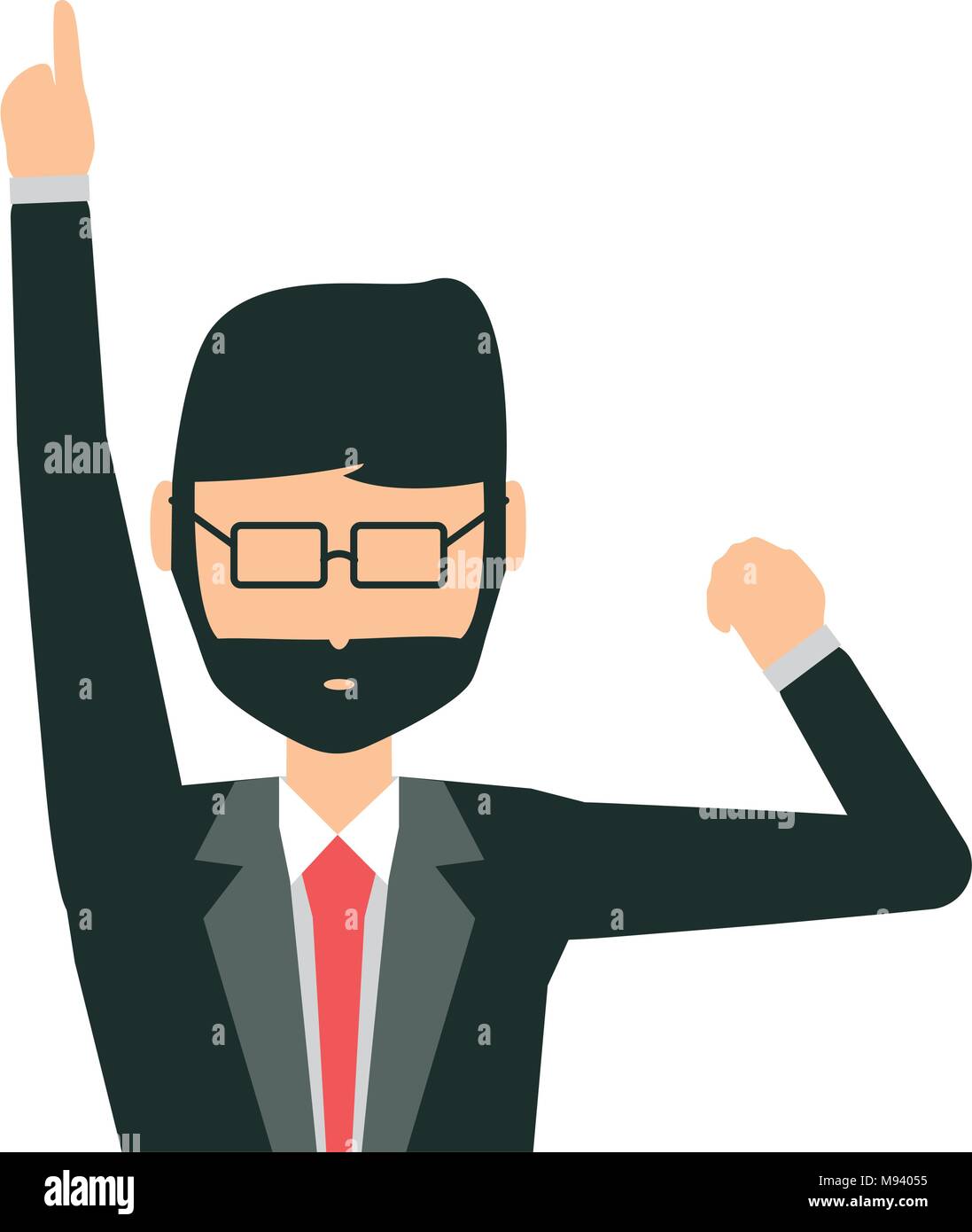 avatar businessman with arms up icon over white background, colorful ...
