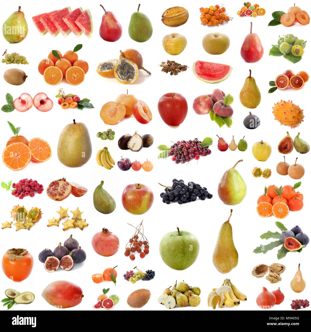 group of fruits in front of white background Stock Photo - Alamy