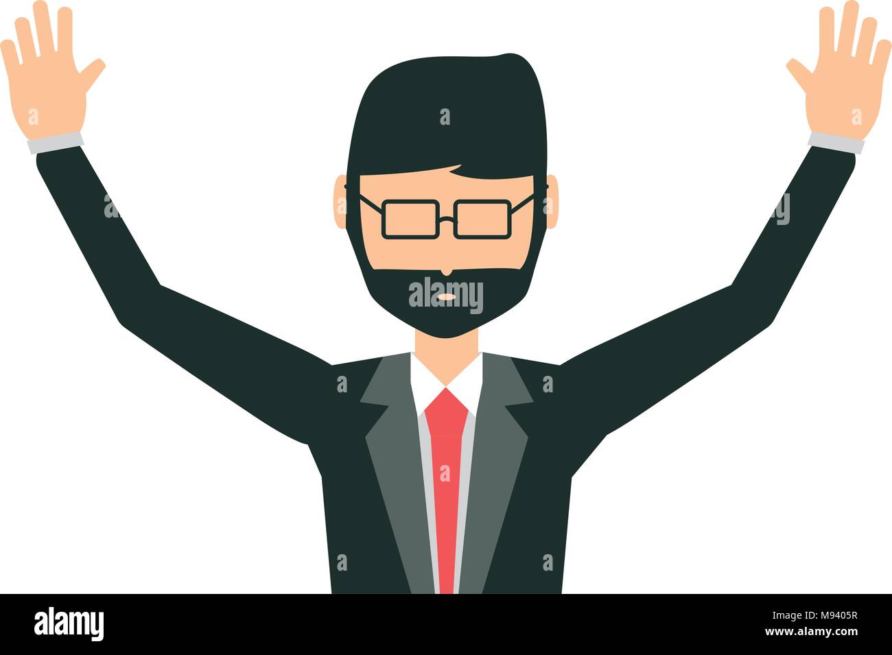 avatar businessman with arms up icon over white background, colorful ...