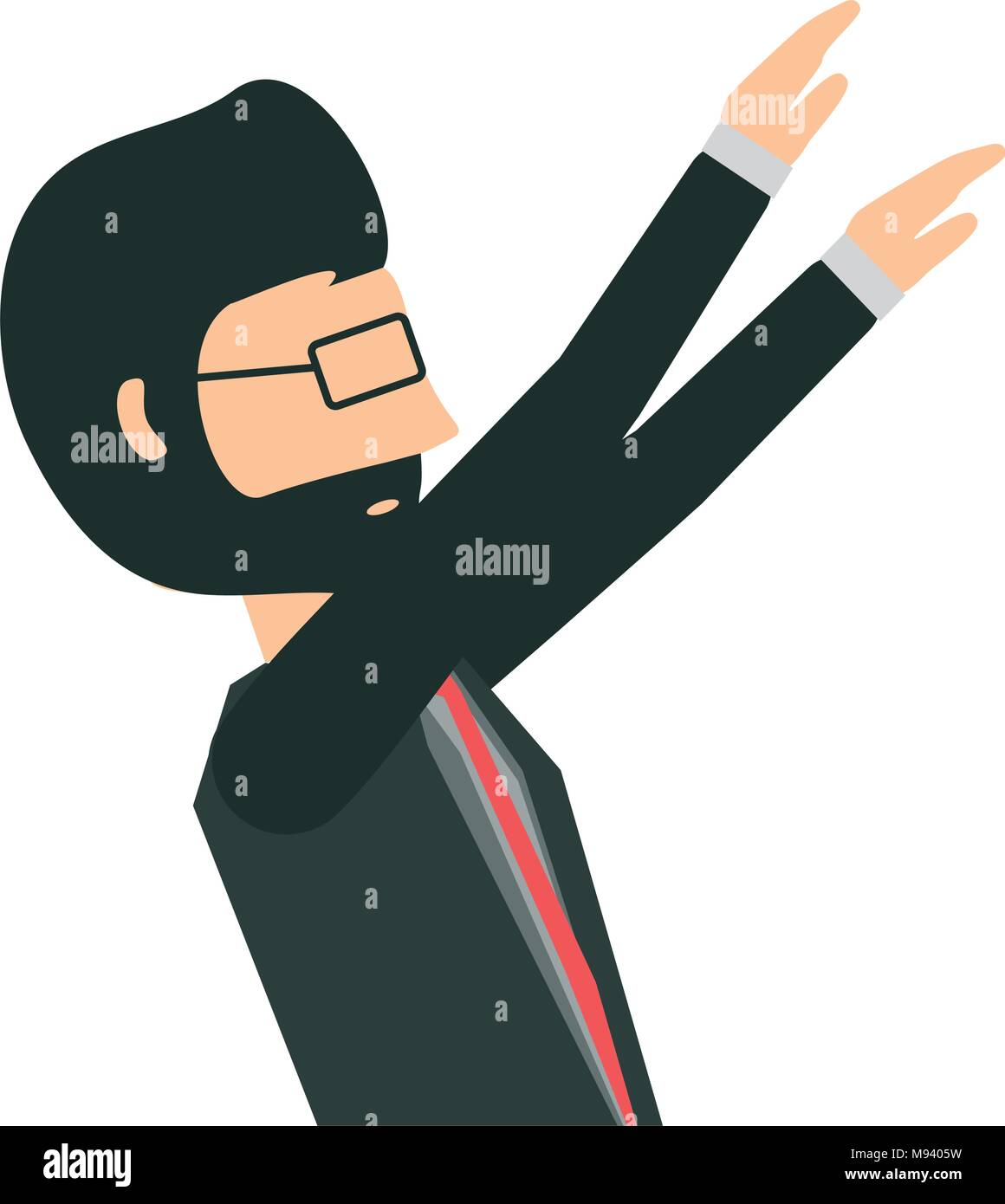 avatar businessman with arms up icon over white background, colorful ...