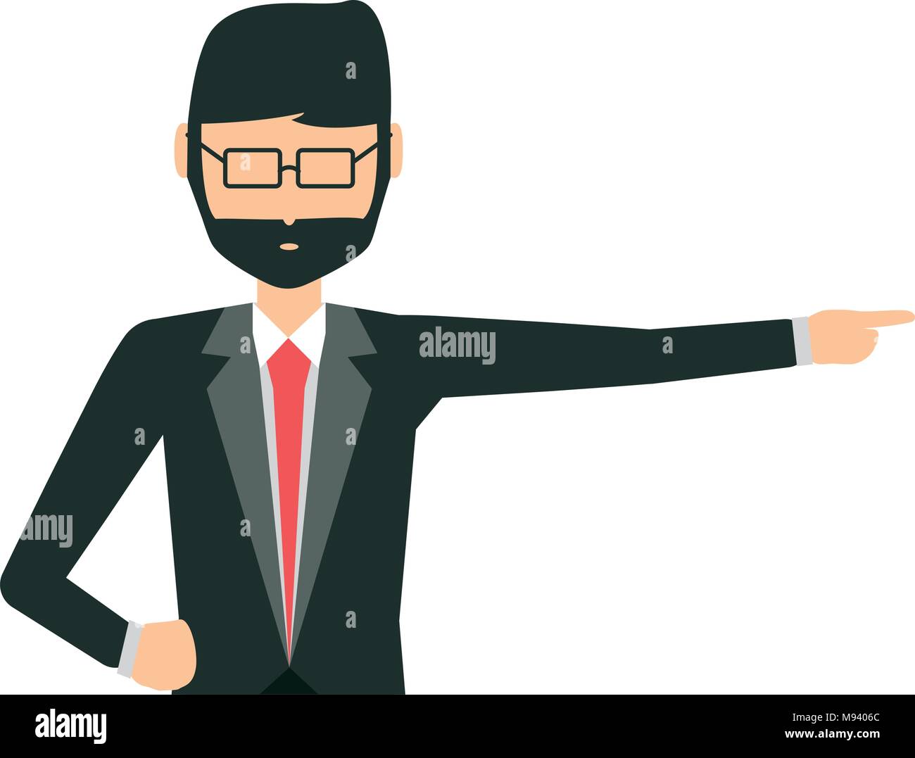 avatar businessman pointing over white background, colorful design ...