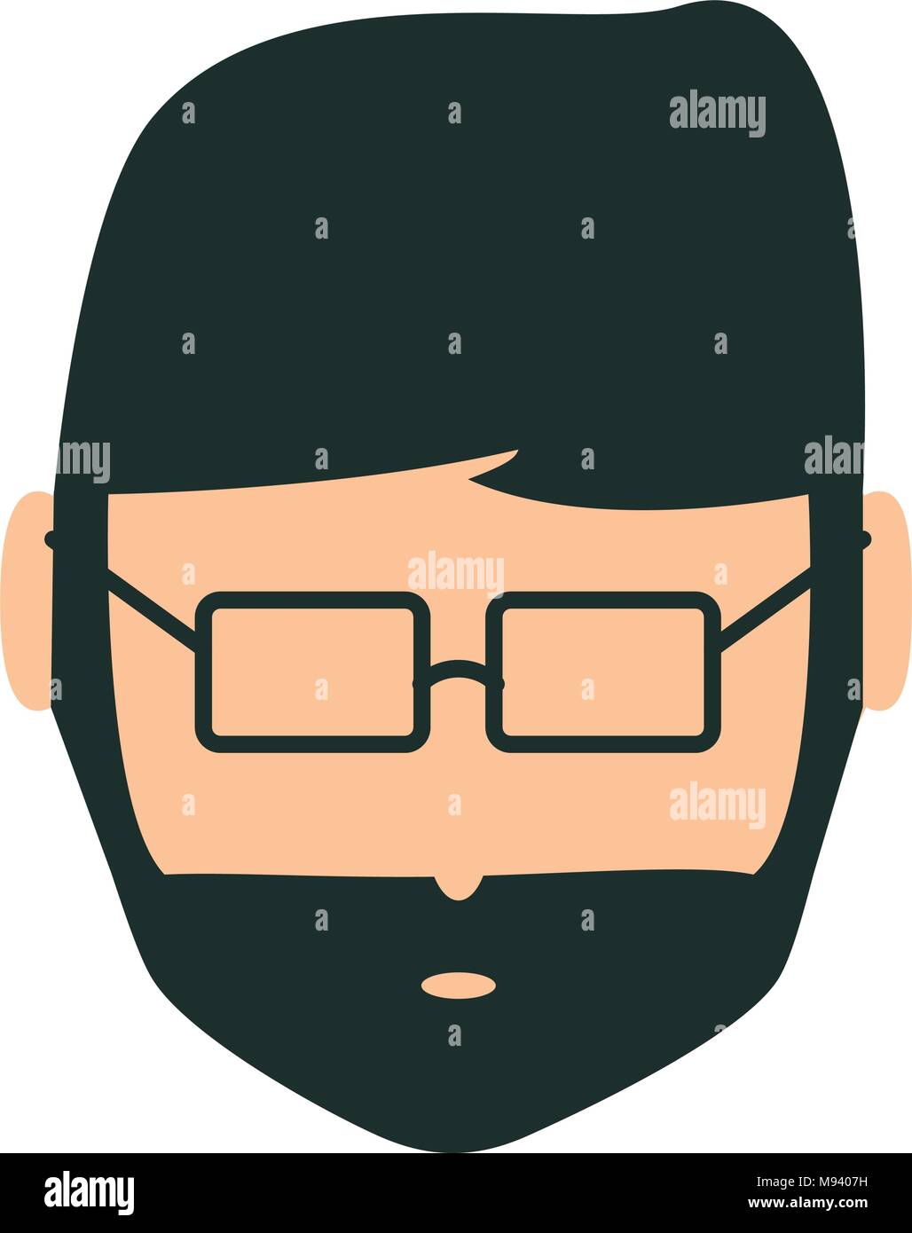 avatar man face with glasses icon over white background, colorful ...