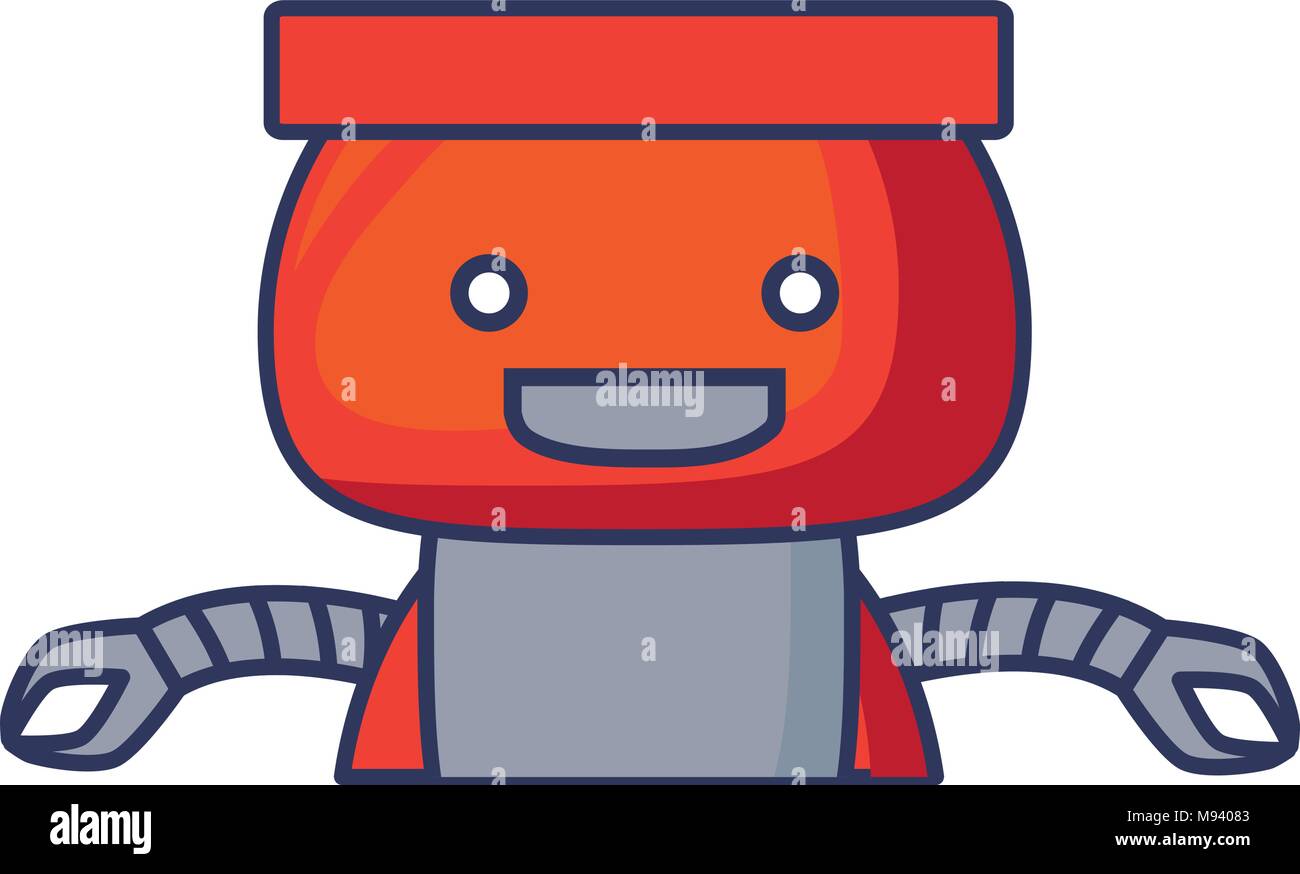 cartoon happy robot icon over white background, colorful design. vector ...