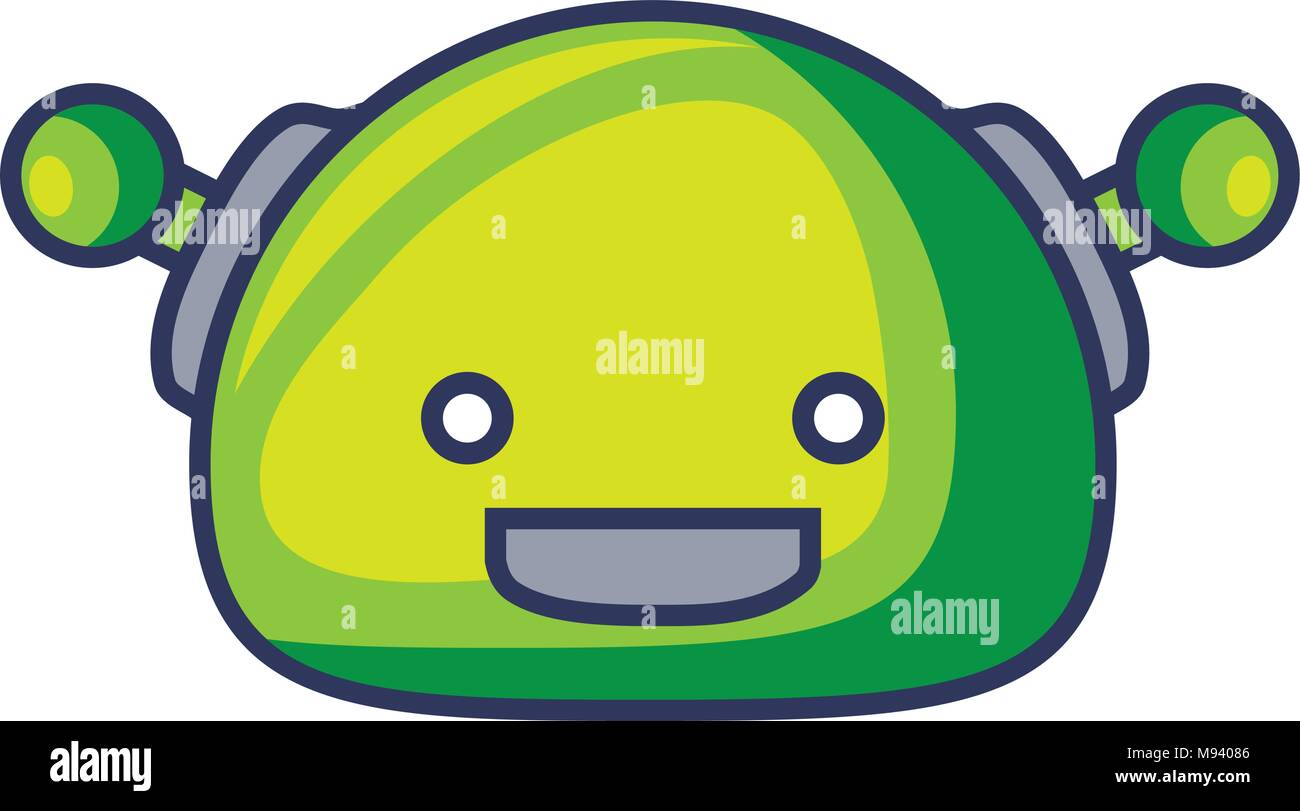 Cartoon happy robot icon over white background, colorful design. vector ...