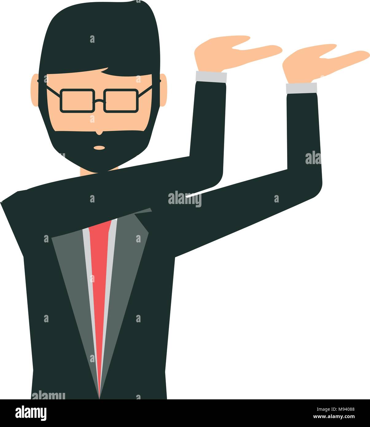 avatar businessman with arms up icon over white background, colorful ...