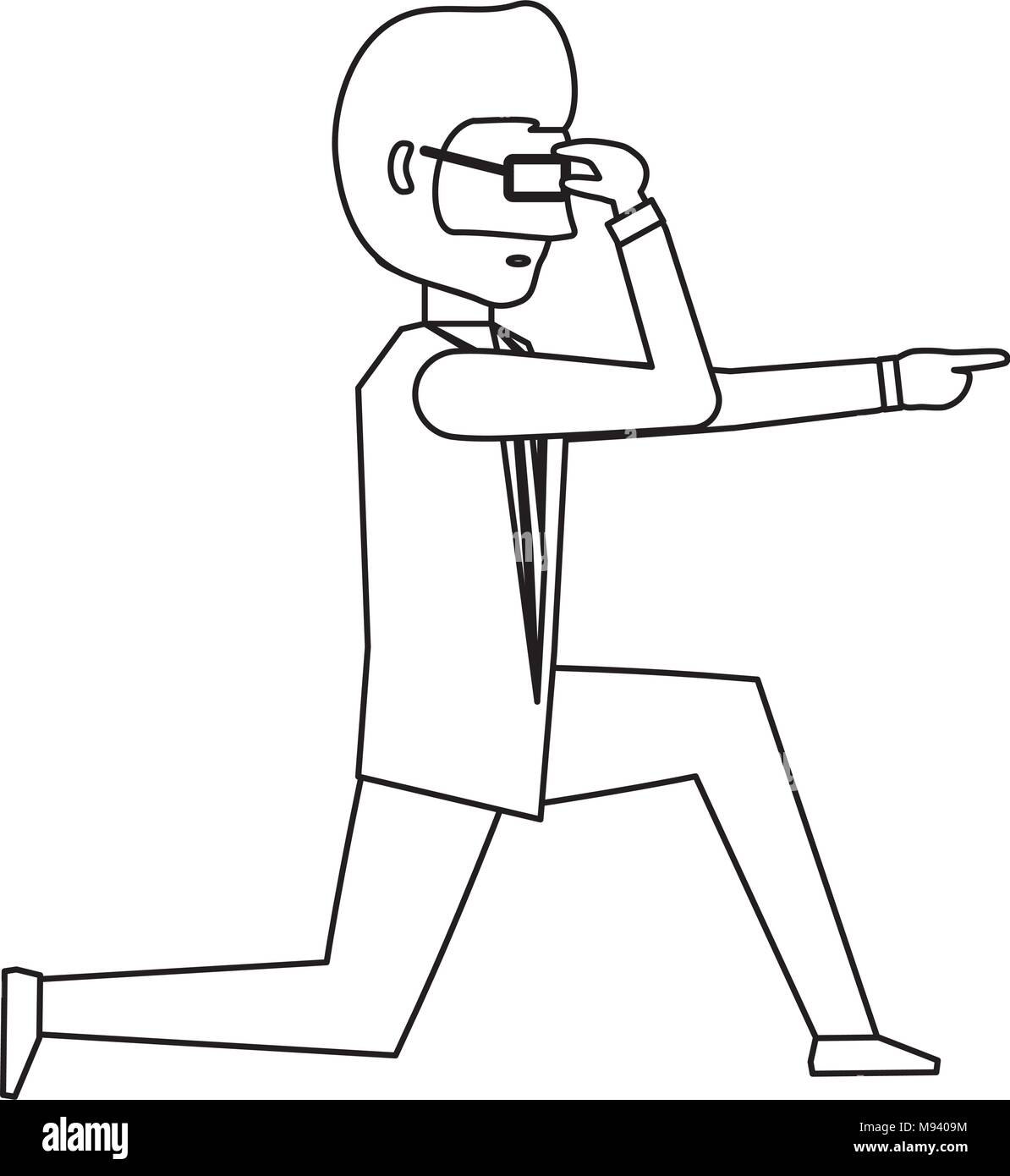 avatar businessman kneeling and pointing over white background, vector ...