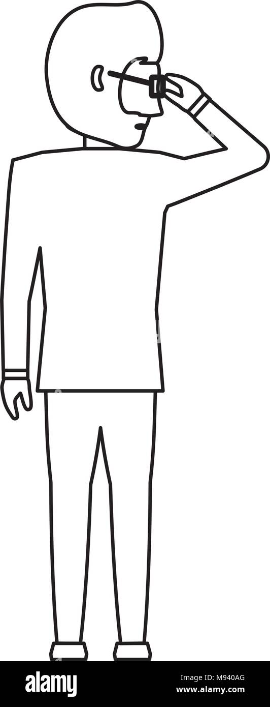 avatar businessman standing and thinking over white background, vector ...