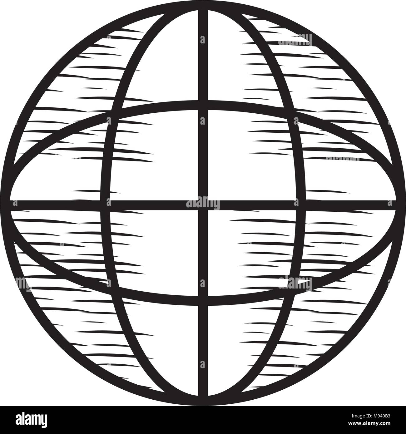 sketch of global sphere icon over white background, vector illustration ...