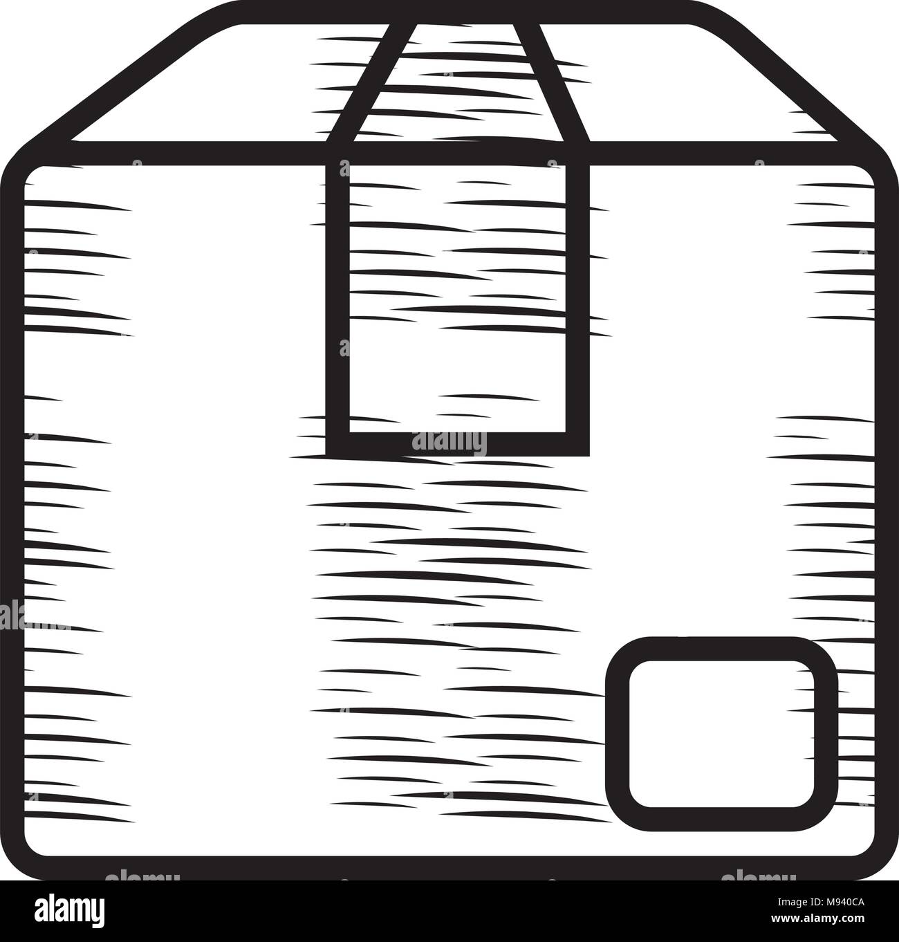 sketch of carton box icon over white background, vector illustration ...