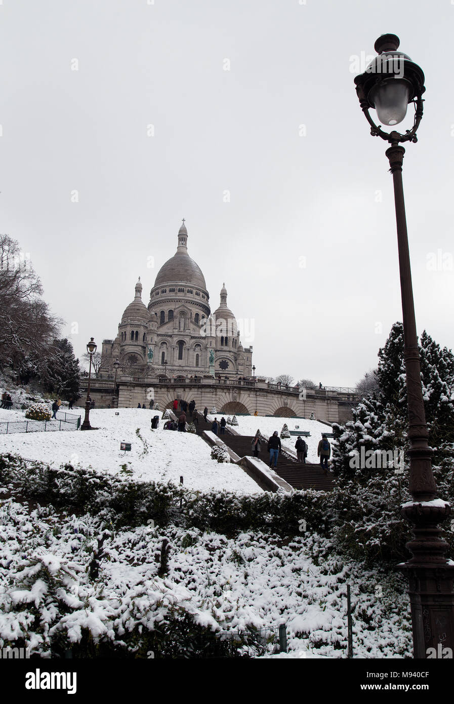View of Sacre Coeur in Montmartre in winter in Paris France Stock Photo ...