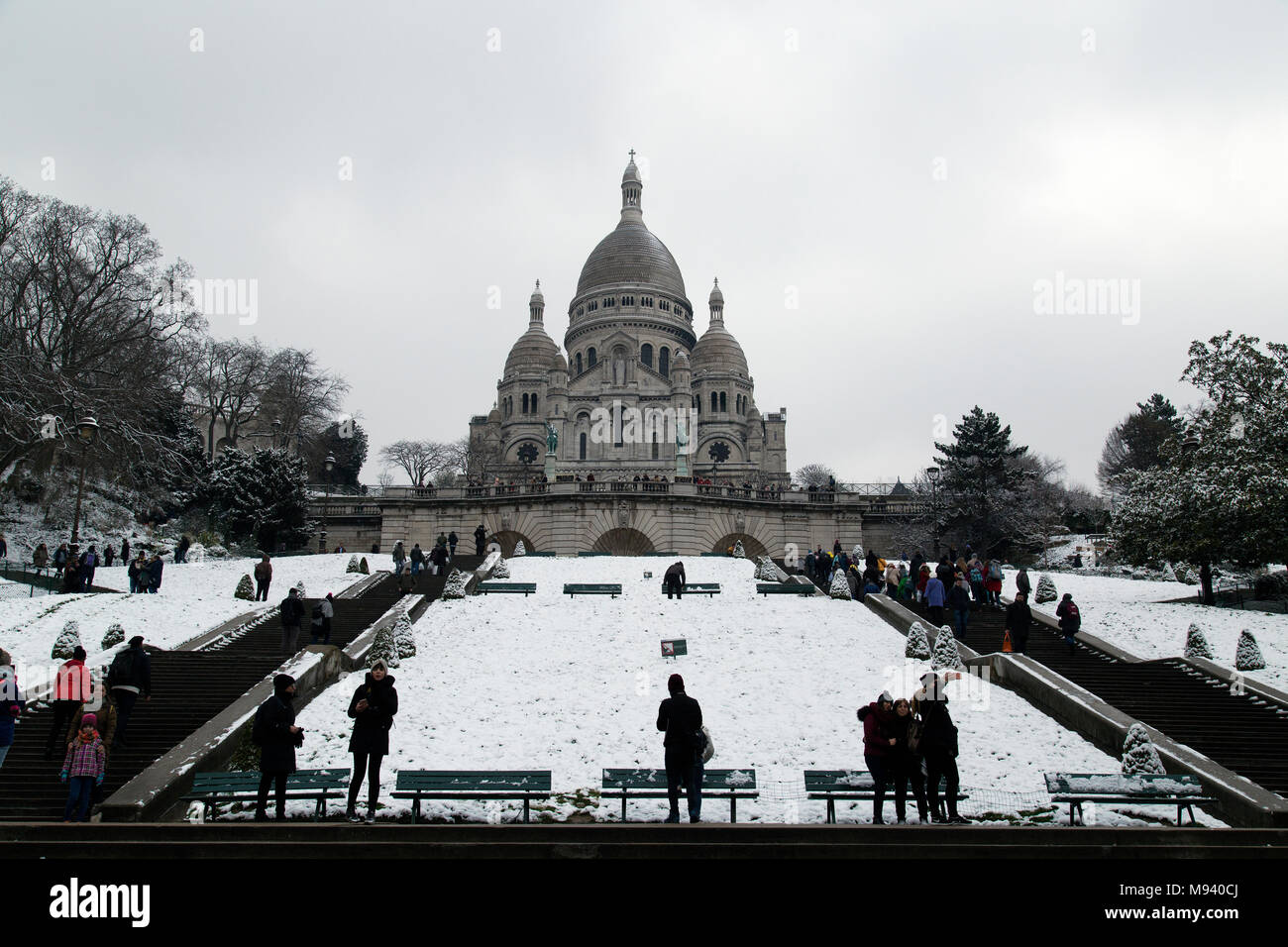 View of Sacre Coeur in Montmartre in winter in Paris France Stock Photo ...