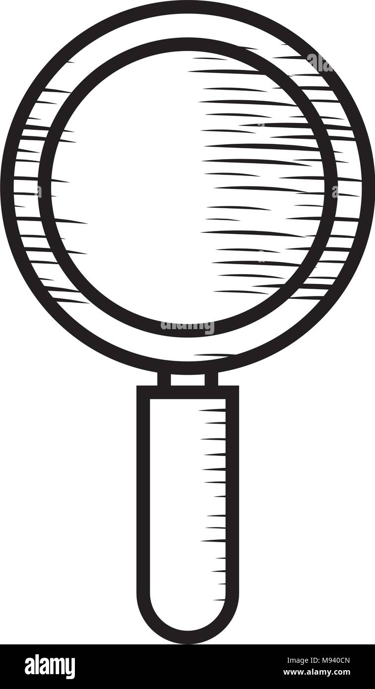 sketch of magnifying glass icon over white background, vector ...