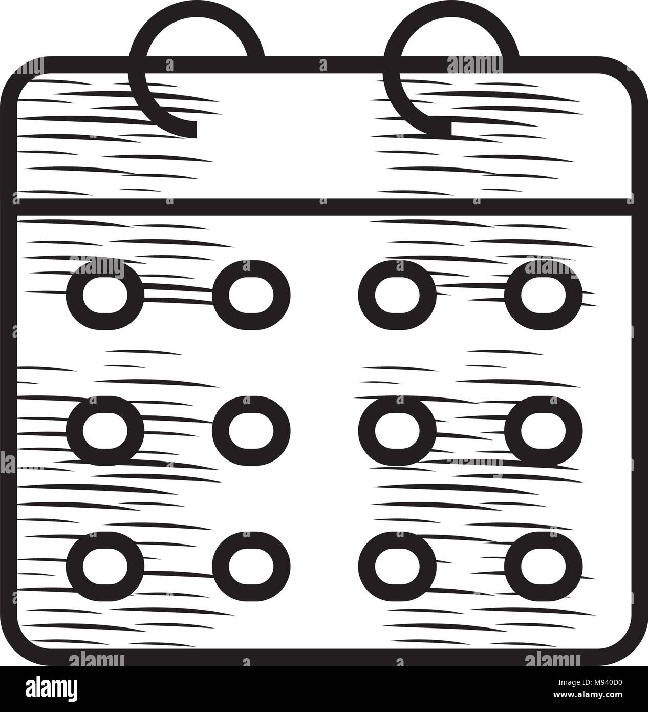 sketch of calendar planner icon over white background, vector ...