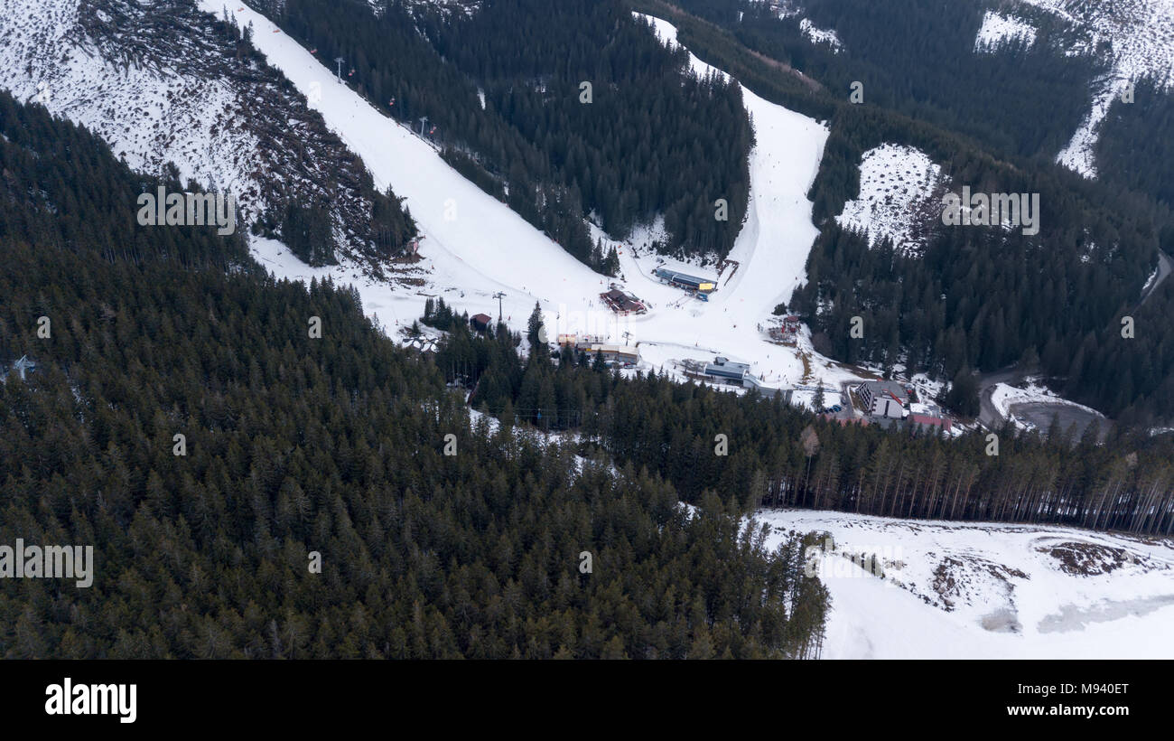 ski resort Jasna Slovakia mountain aerial drone top view Stock Photo ...