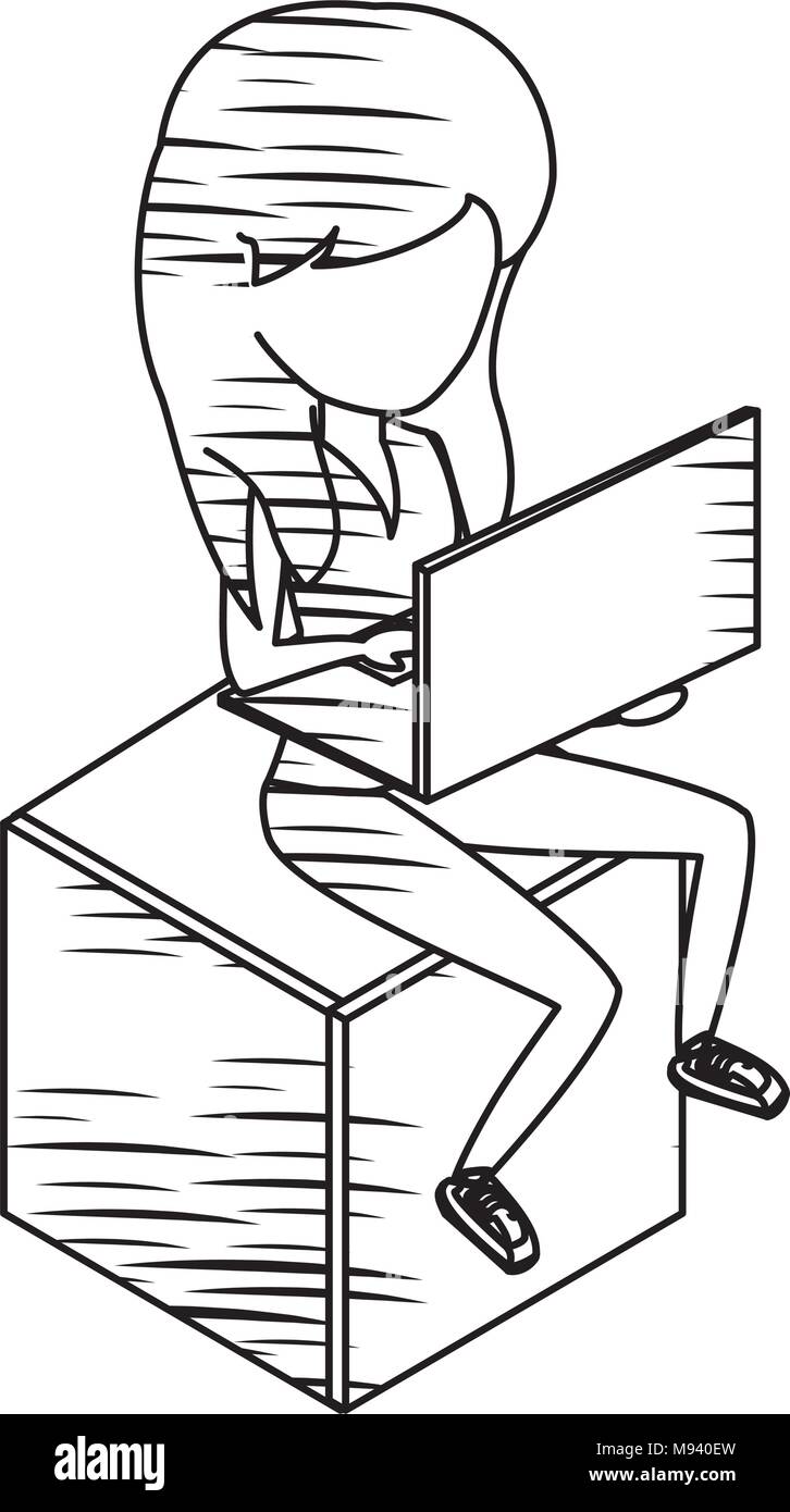 Girl studying online computer Black and White Stock Photos & Images - Alamy