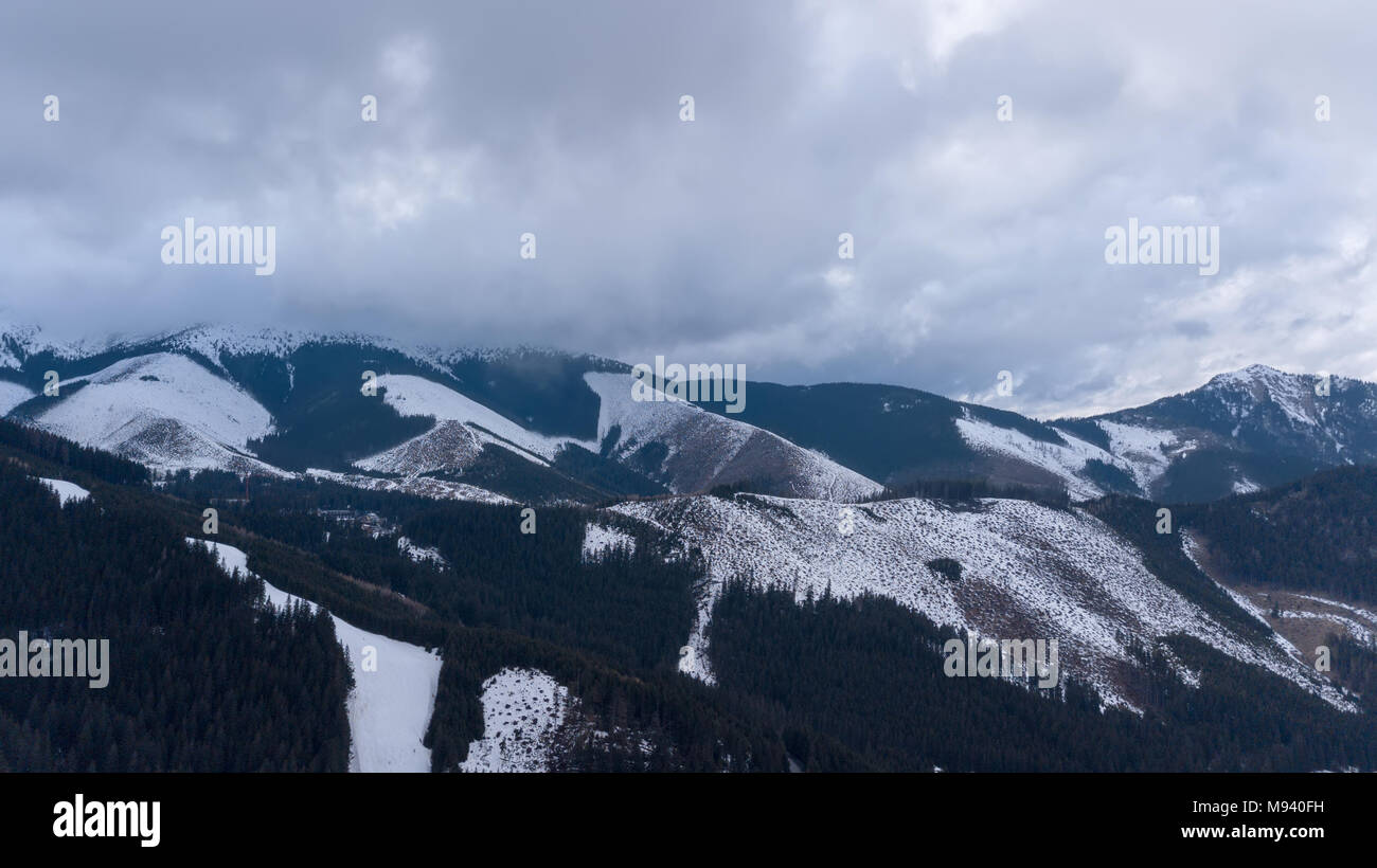 ski resort Jasna Slovakia mountain aerial drone top view Stock Photo ...