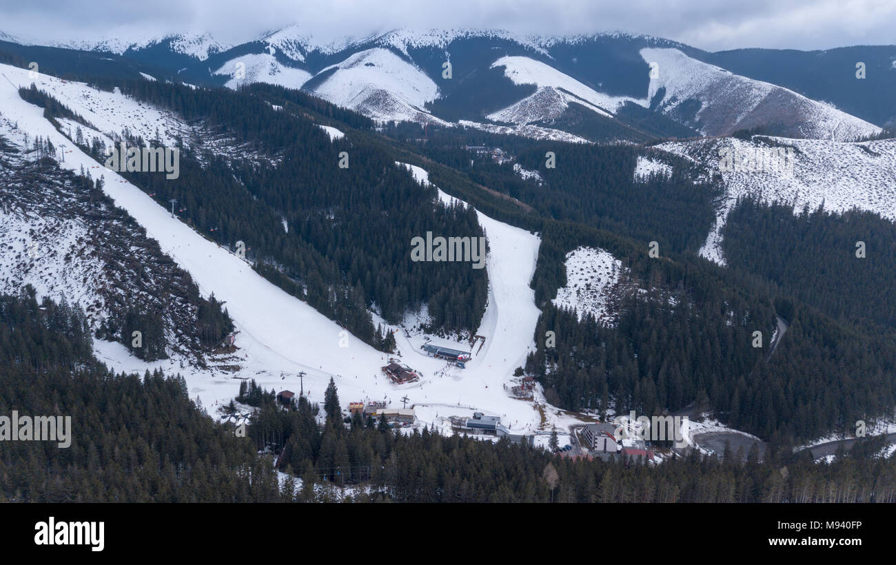 ski resort Jasna Slovakia mountain aerial drone top view Stock Photo ...
