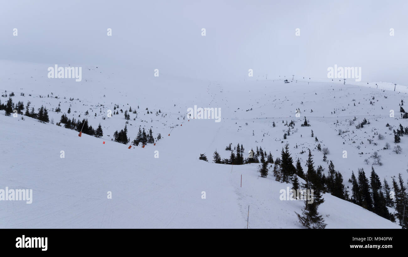 ski resort Jasna Slovakia mountain aerial drone top view Stock Photo ...
