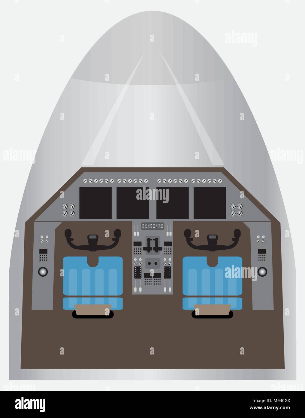 Twin Engine Passenger Airplane Cockpit Vector and Illustration Stock ...