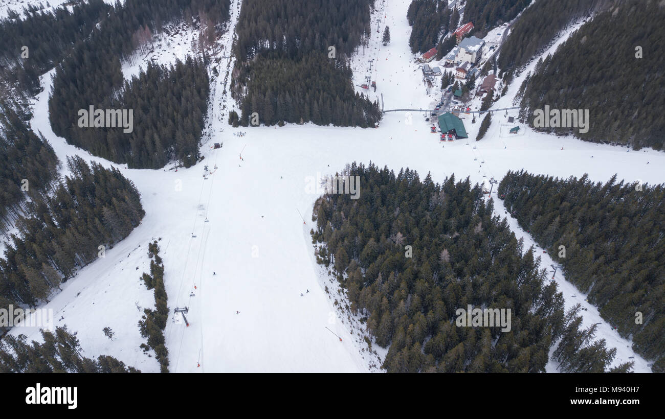 ski resort Jasna Slovakia mountain aerial drone top view Stock Photo ...