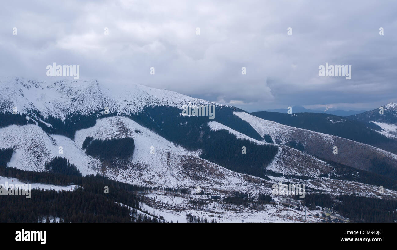 ski resort Jasna Slovakia mountain aerial drone top view Stock Photo ...