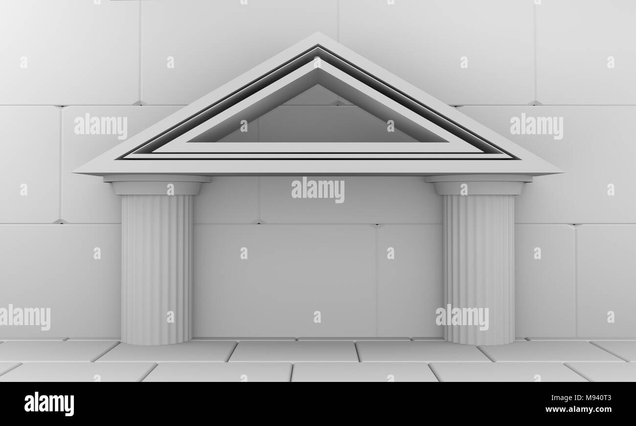 Abstract bank building part. Columns and roof. 3D rendering Stock Photo ...