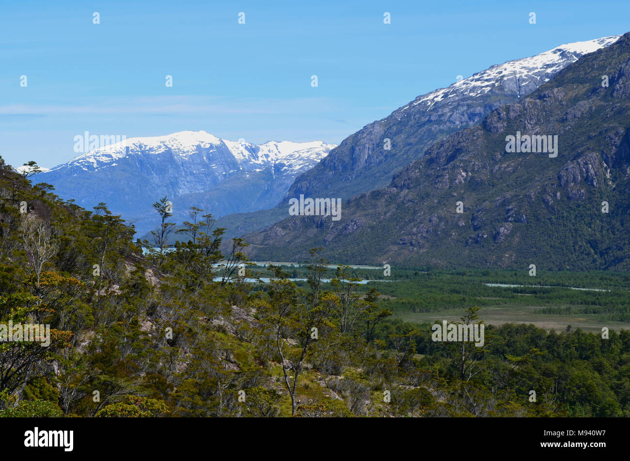 Baker River valley, a glacial river in Southern Chile’s Patagonia Stock ...